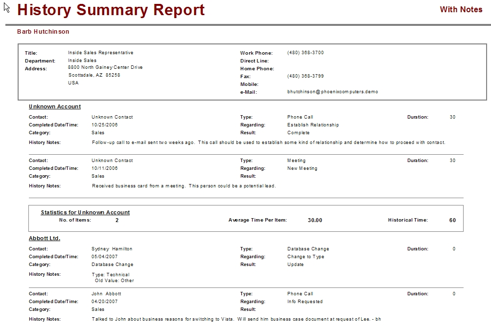 SalesLogix History Reports Customer FX