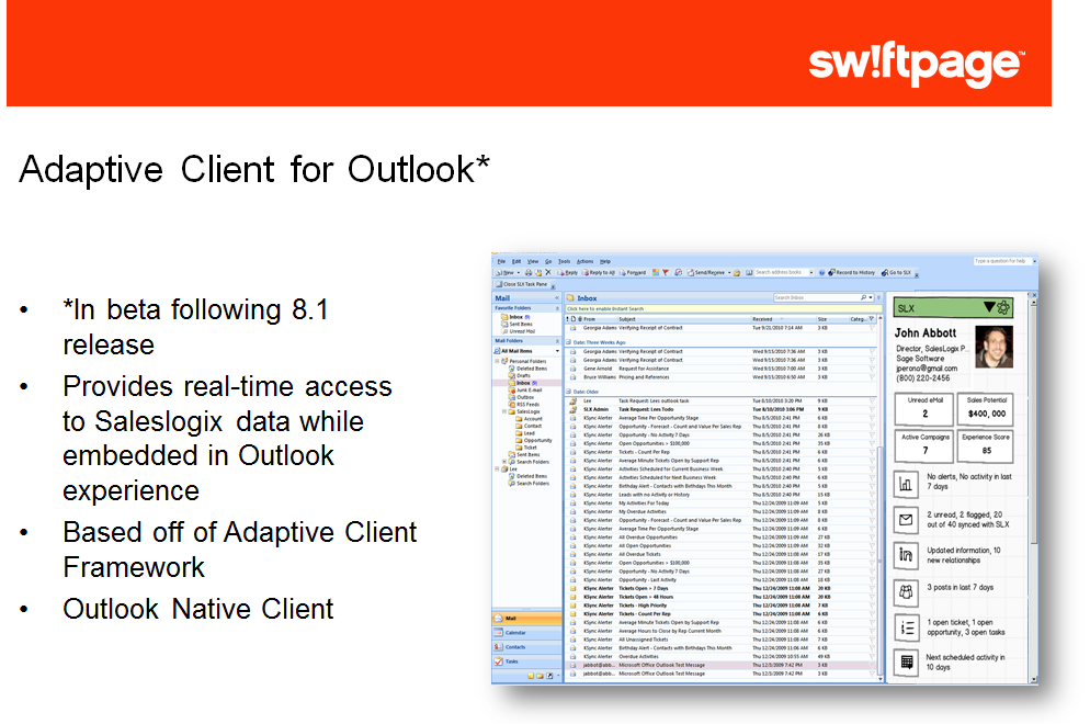 NEW – Adaptive Saleslogix client for Outlook | Customer FX